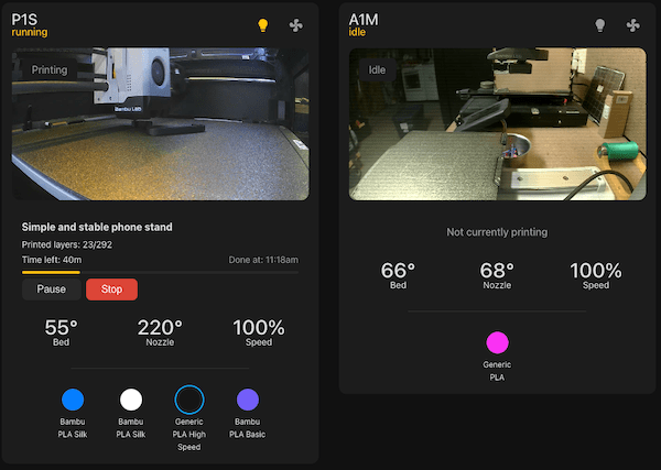 PrintWatch Card: A Smart Dashboard for Your Bambu Lab Printer